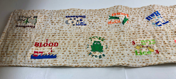 Passover Pesach Insulated Table runner 10 Ten plagues on Matzah Fabric ...